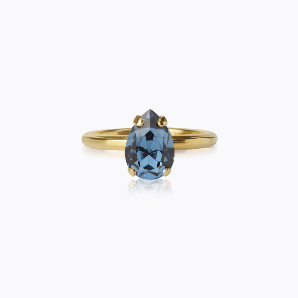 Ring - Petite Drop Ring Denim Blue Gold – Caroline Svedbom
